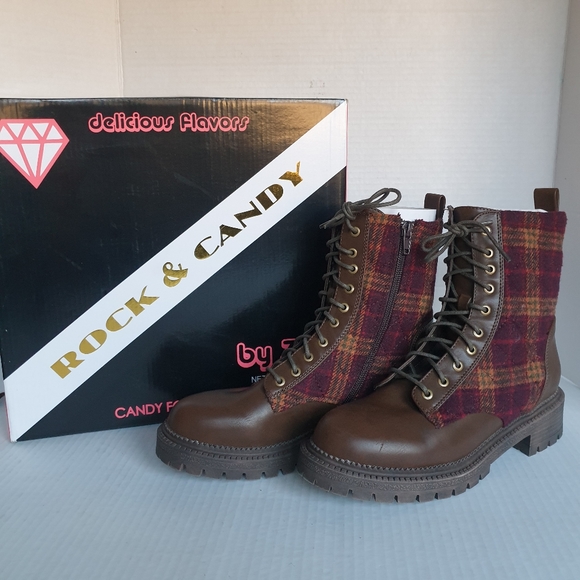 Rock & Candy | Shoes | Rock Candy Max Brown Combat Booties With A ...
